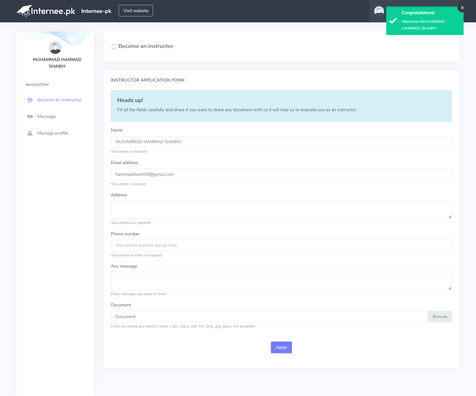Internee.pk | Pakistan's Virtual Internship Platform